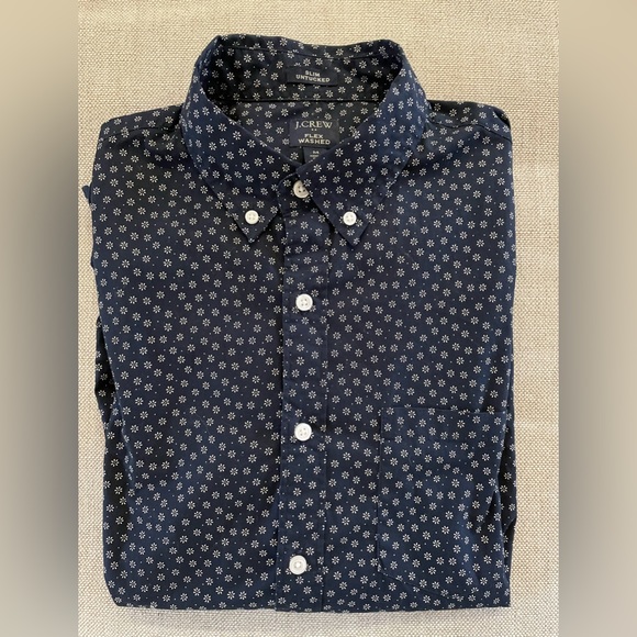 J. Crew | Shirts | J Crew Flex Washed Slim Untucked Spaced Floral Medallion Sport Shirt Size M ...